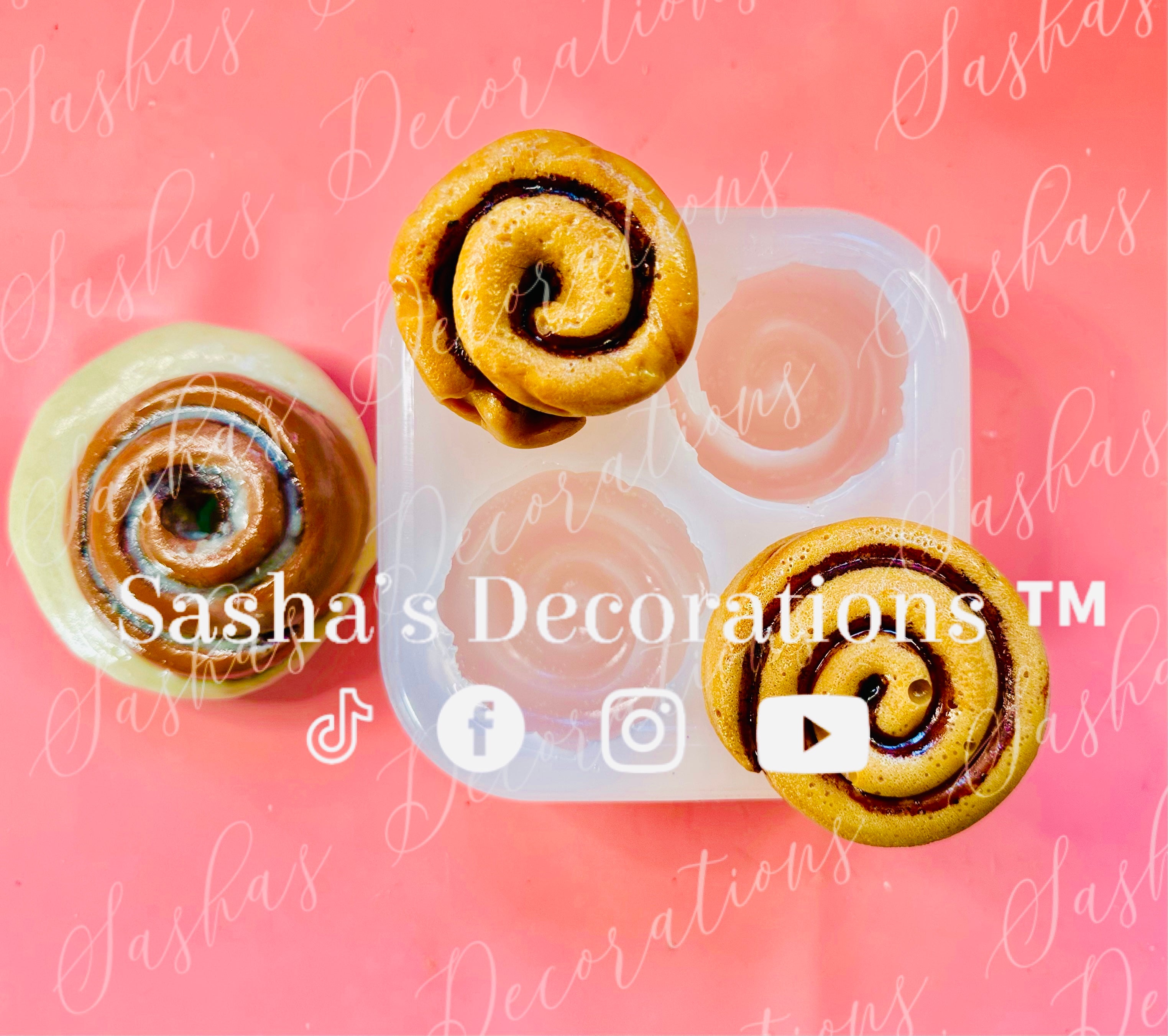 Cinnamon Roll 2 Cavity Mold PREORDER – Sasha's Decorations